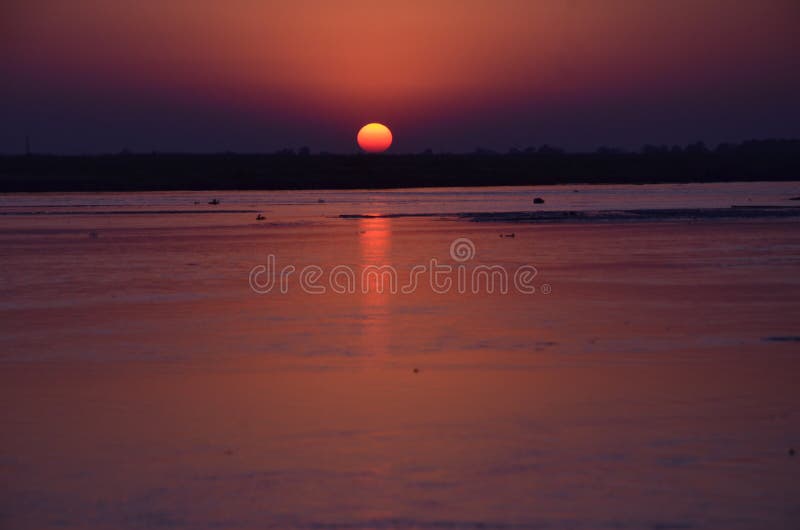 Sun Set Nature Red River Landscape Natural Stock Image - Image of ...