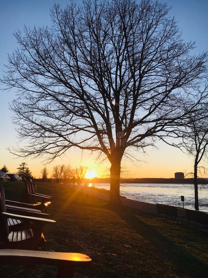 Sun Set by the River Over Ottawaâ€™s Horizon Stock Image - Image of ...