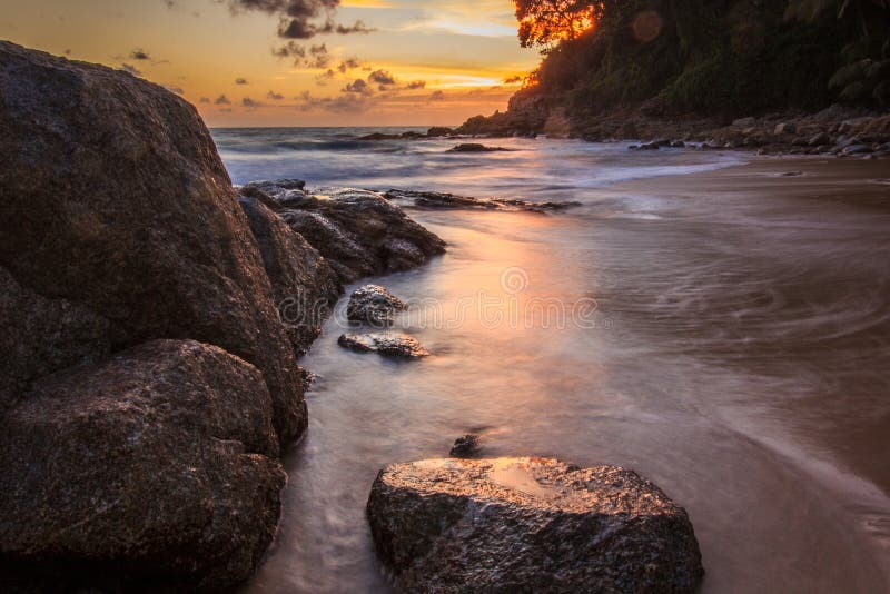 Sun set at surin beach stock image. Image of salad, palm - 69413721