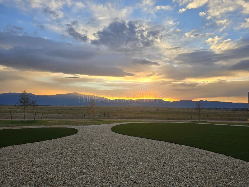 Sun Set View with Mountians and Rocks Stock Image - Image of view ...