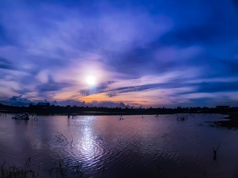 Sun set view of river bank stock image. Image of evening - 240029035