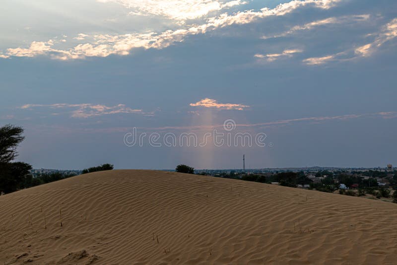 Sun Set View of Thar Desert during Blue Hour Stock Image - Image of ...