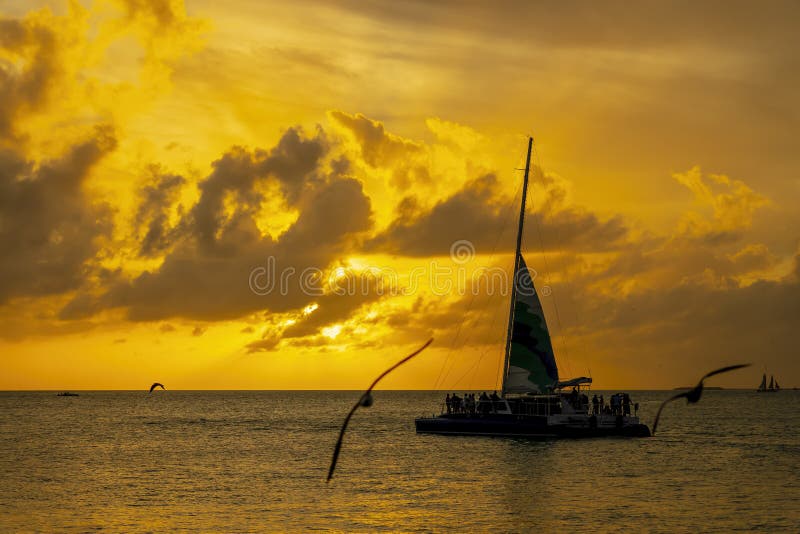 The Sun Sets on the Atlantic Ocean in the Florida Keys Stock Image ...