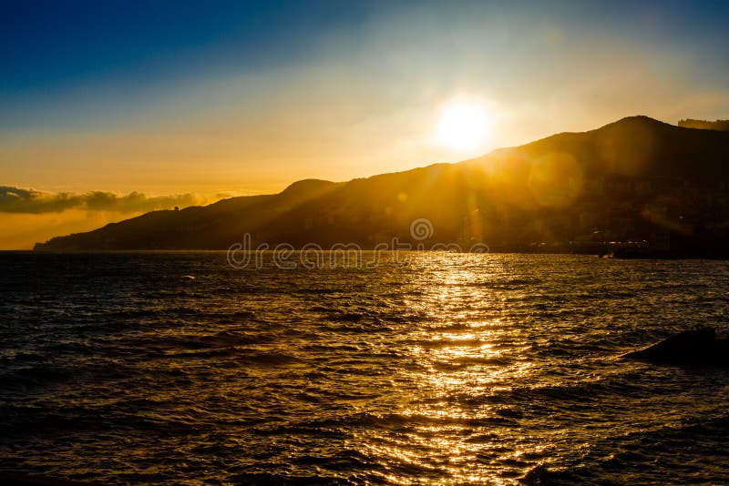 The Sun Sets Behind the Mountain Stock Image - Image of travel, scenic ...