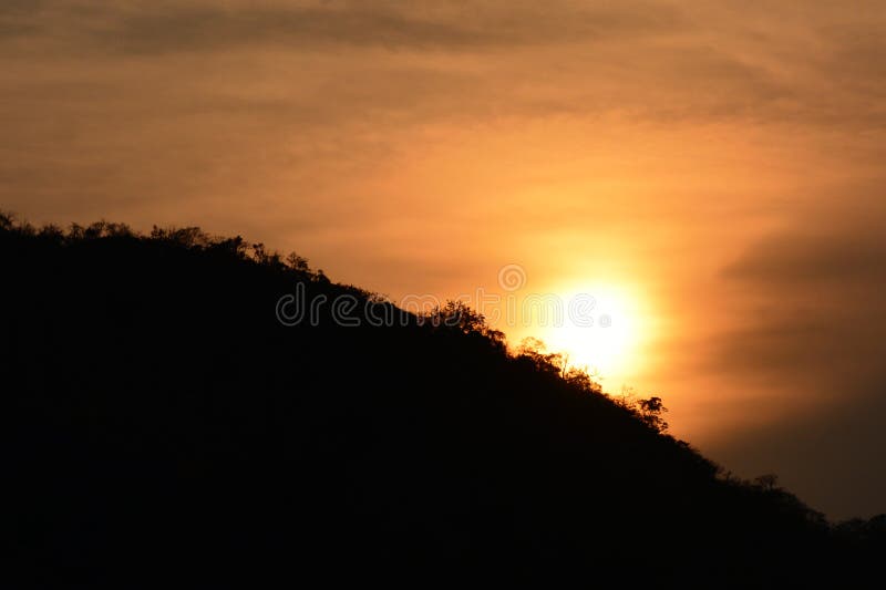 The Sun Sets Behind the Sky. Movement the Sun is about To Set Stock ...