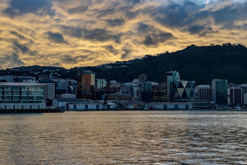 Wellington New Zealand, Dramatic Sunset Stock Image - Image of capital ...