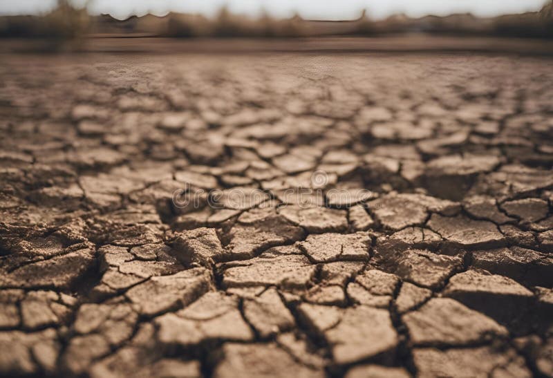 The Sun Sets on the Cracked Ground of a Barren Field Stock Illustration ...