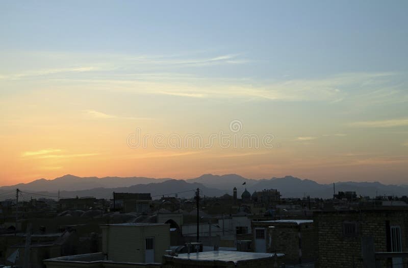 The Sun Sets in the Desert City of Yazd, Iran Stock Image - Image of ...
