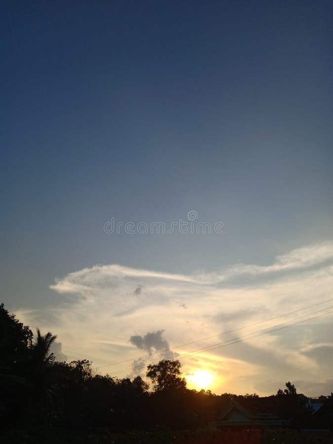 The Sun Sets in the Evening Behind the Trees, with Beautiful Evening ...