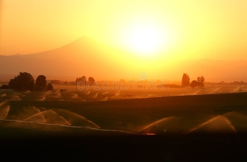 The sun sets on farmland stock image. Image of northwest - 6003297