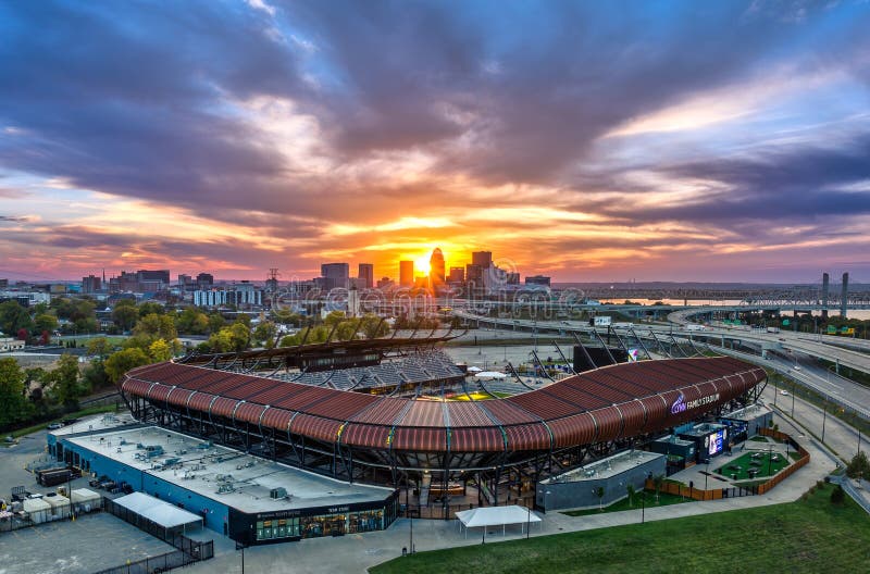 The Sun Sets Over the Baseball Field in this Aerial View Editorial ...
