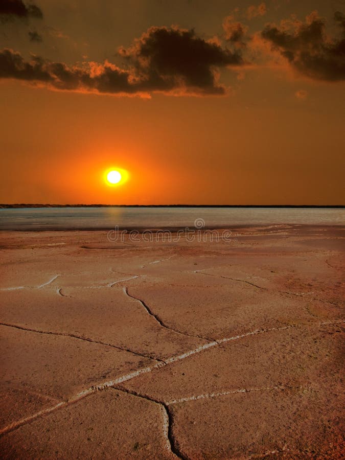 Orange Sunset Over the Desert Stock Image - Image of clouds, panoramic ...