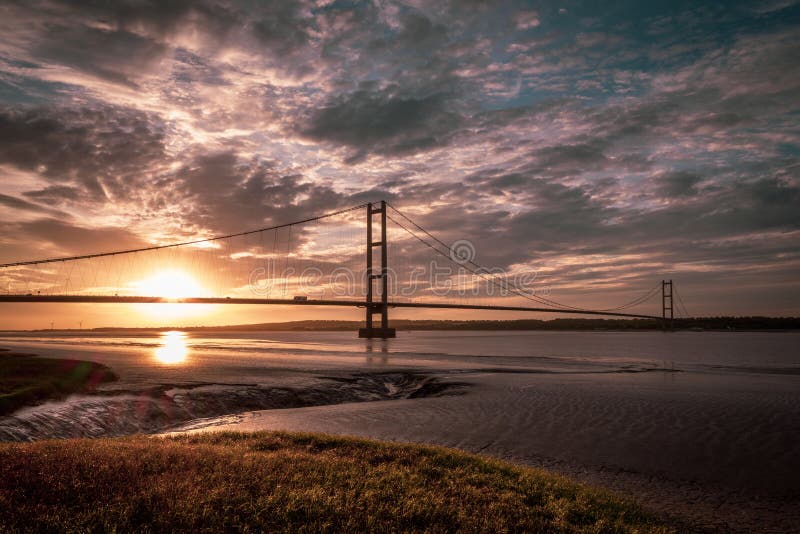 The Sun Sets Over the Humber Bridge Stock Photo - Image of nature ...