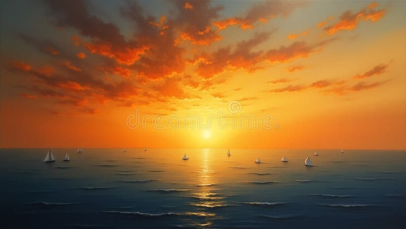 The Sun Sets Over the Ocean Creating a Golden Glow Stock Image - Image ...