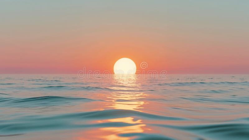 The Sun Sets Over Ocean Water Creating Beautiful Natural Colors Stock ...