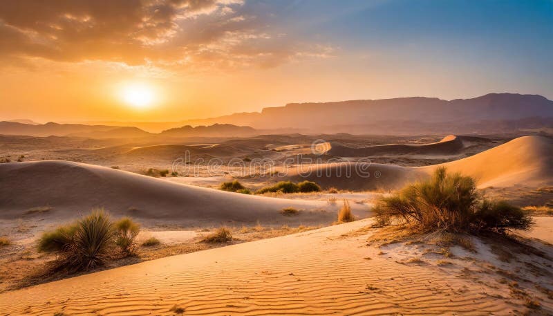Sun Sets Over the Sand Dunes Stock Photo - Image of mirage, beautiful ...