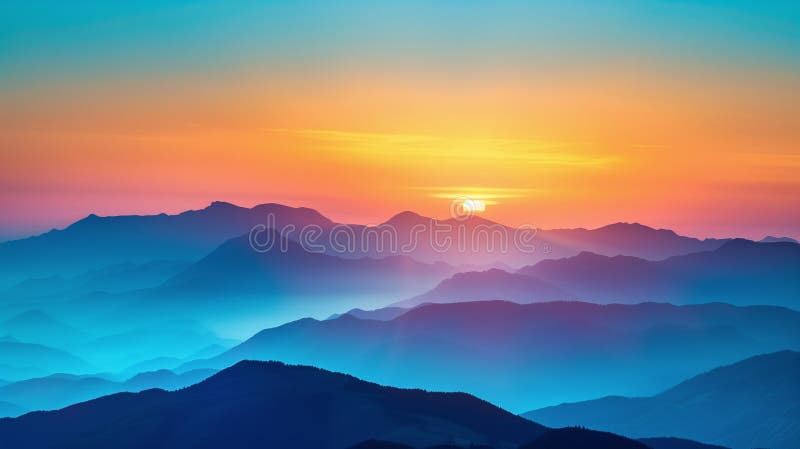 The Sun Sets in a Radiant Display of Colors, Casting Layers of ...