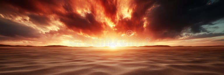 Sun Sets, Sand Dunes, Hills , Distant Mountain Range Stock Photo ...