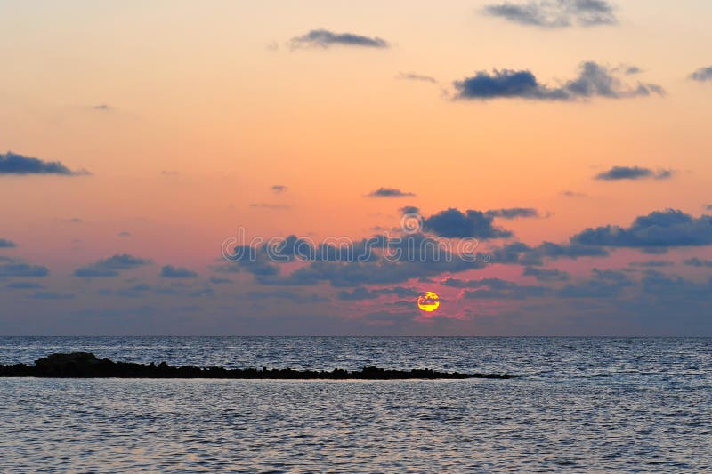 Sun Setting Above Laccadive Sea Stock Photo - Image of ocean, cloud ...
