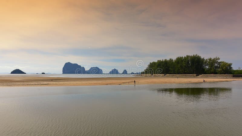 Sun Setting Behind the Hilly Islands of Andaman Sea Stock Image - Image ...
