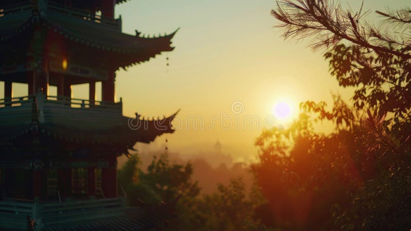 Sun Setting Behind a Modern City Building, Suitable for Urban Concepts ...