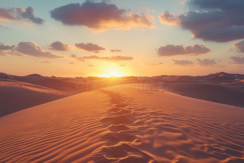 Sun Setting Behind Mountain Range Illuminating Desert Sand Dunes Stock ...