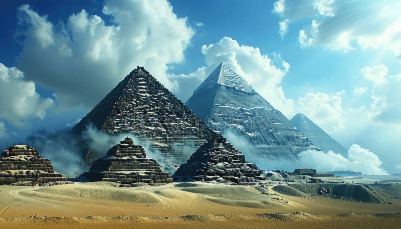 The Sun is Setting Behind the Pyramids of Egypt by AI Generated Image ...