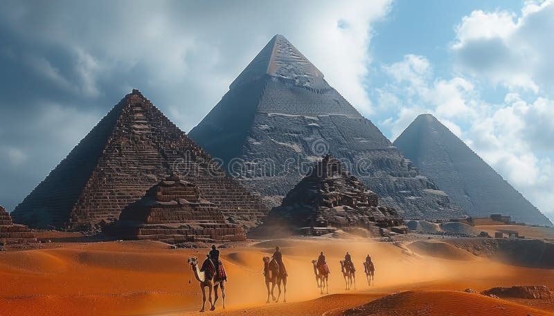The Sun is Setting Behind the Pyramids of Egypt by AI Generated Image ...