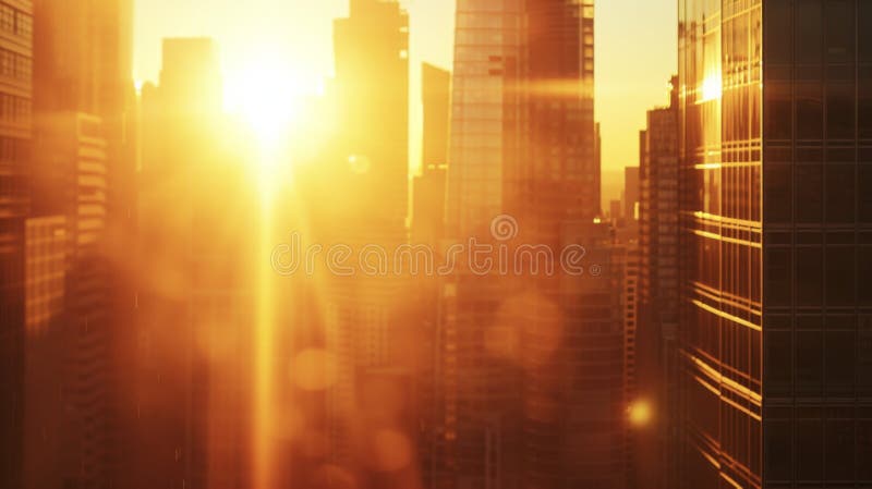 The Sun Setting Behind a Sea of Skysers Creating a Stunning Urban ...