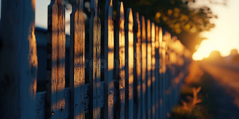 Sun Setting Behind a Wooden Fence. Perfect for Adding a Warm and Rustic ...