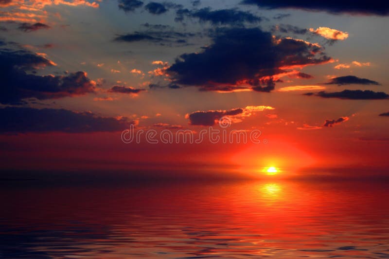 Sun Setting with Clouds stock image. Image of pond, inspiration - 2968011