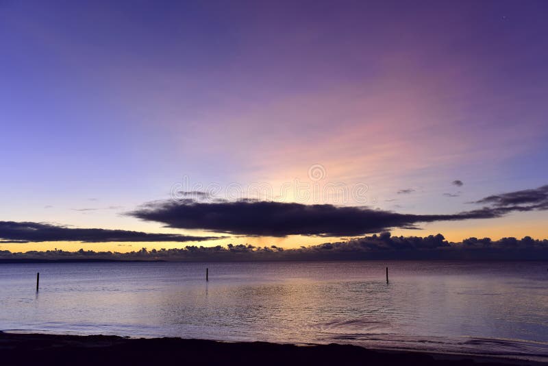 Sun Setting, Creating a Beautiful Purple Sky Stock Image - Image of ...