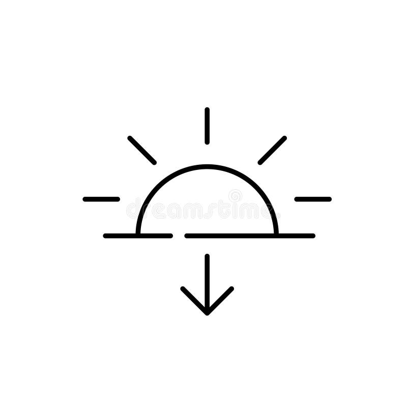 Sun Setting Down. Pixel Perfect, Editable Stroke Simple Line Icon Stock ...