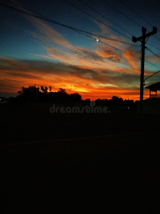 The Sun is Setting on the Eastern Horizon Stock Image - Image of ...