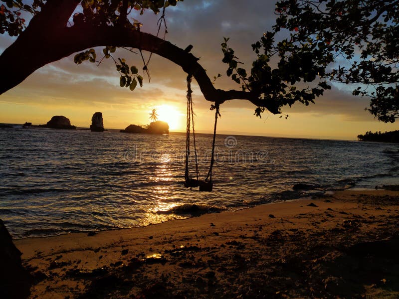 The Sun is Setting at the End of the Western Horizon Stock Photo ...