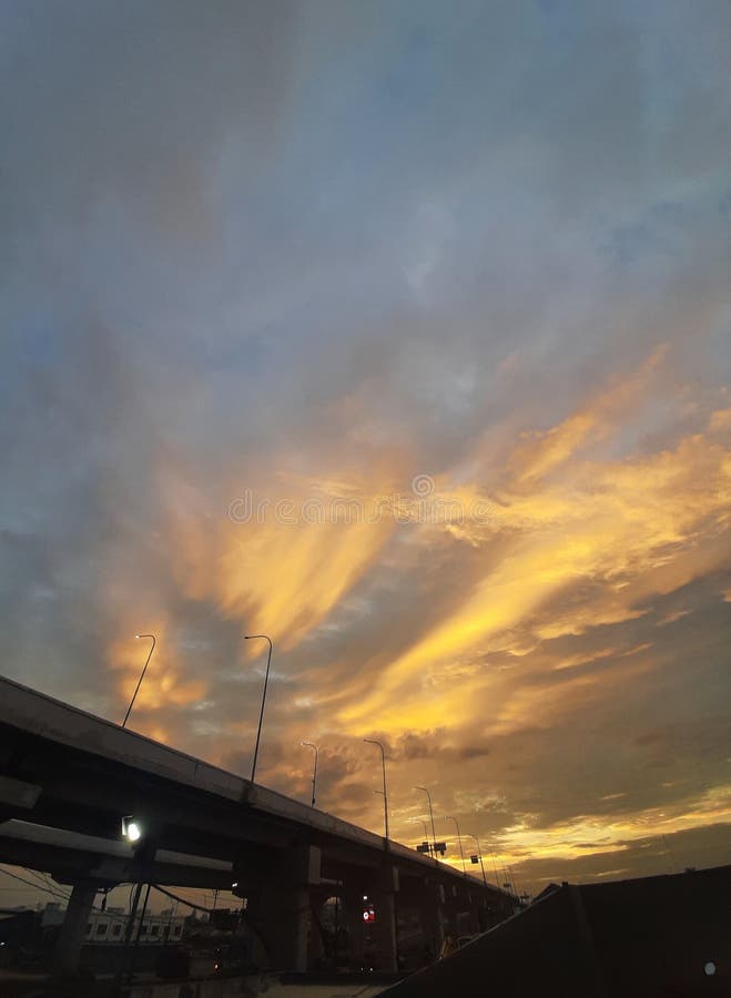 The Sun is Setting Like a Blazing Fire Stock Image - Image of horizon ...