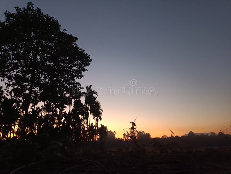 The Sun Setting Moment in Udalguri District Assam. Stock Photo - Image ...