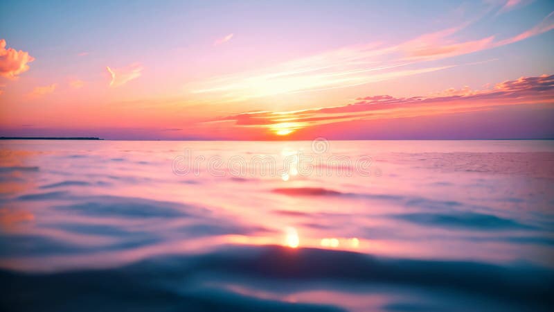 The Sun is Setting Over Calm Water, Creating a Beautiful Blue Sky ...