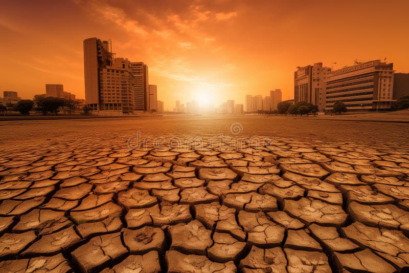 The Sun is Setting Over the City Skyline. Generative AI Image. Stock ...