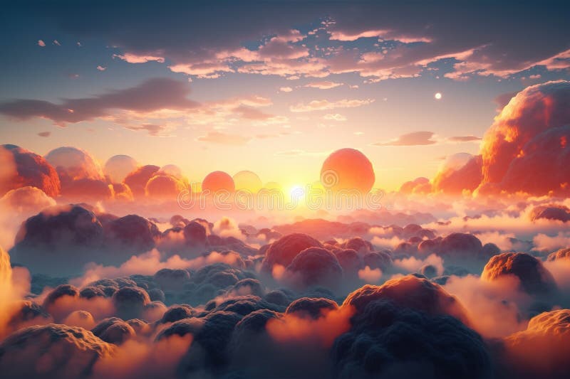 The Sun is Setting Over the Clouds in the Sky with the Sun in the ...