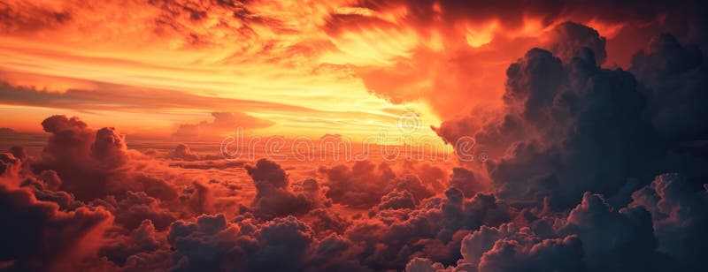 Sun Setting Over Clouds in the Sky Stock Photo - Image of skyward ...