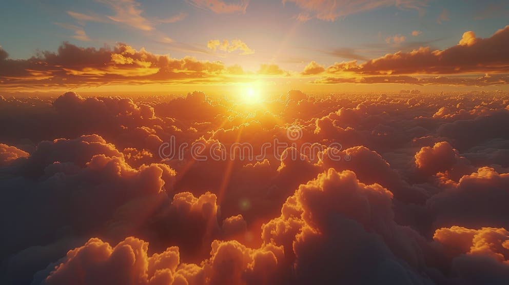 Sun Setting Over Clouds stock photo. Image of view, dusk - 329987104