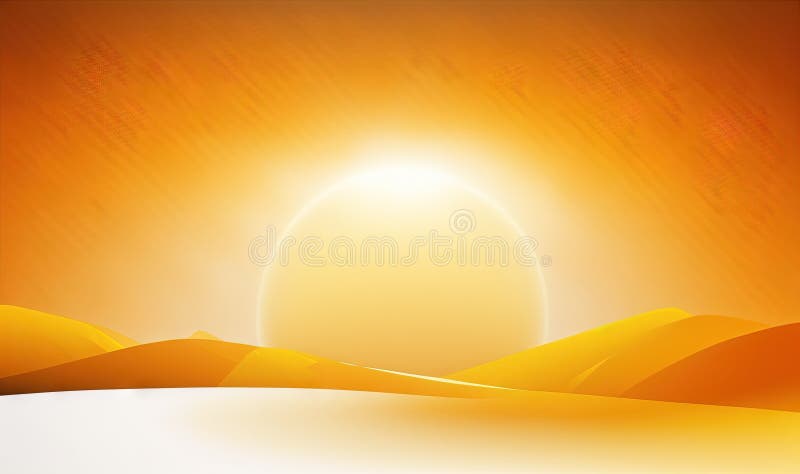 The Sun is Setting Over a Desert Landscape with Sand Dunes Stock ...