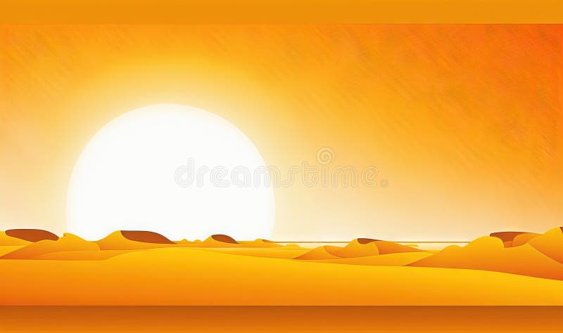 The Sun is Setting Over a Desert Landscape with Sand Dunes Stock ...