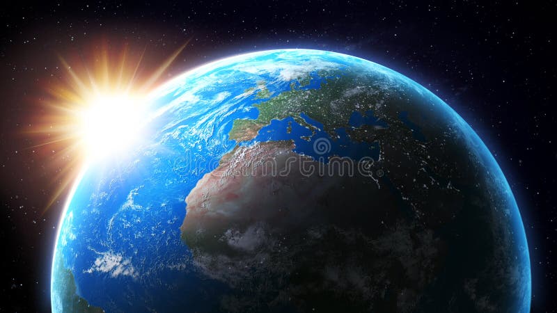 Sun setting over Earth stock illustration. Illustration of dark - 29417479