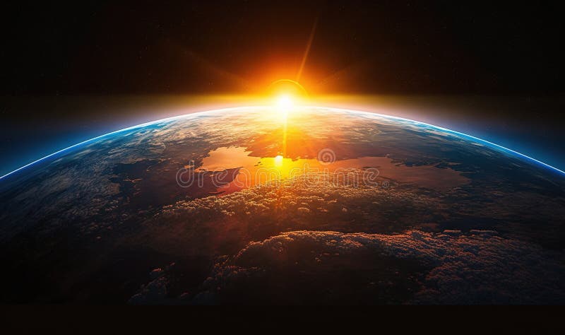 The Sun is Setting Over the Earth from the Space Shuttle Stock ...