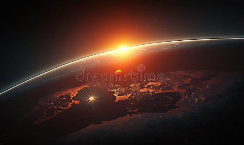 The Sun is Setting Over the Earth from the Space Station Stock ...