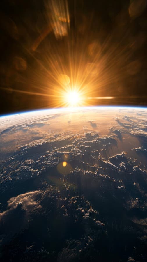 Sun Setting Over Earth from Space Stock Image - Image of darkness ...