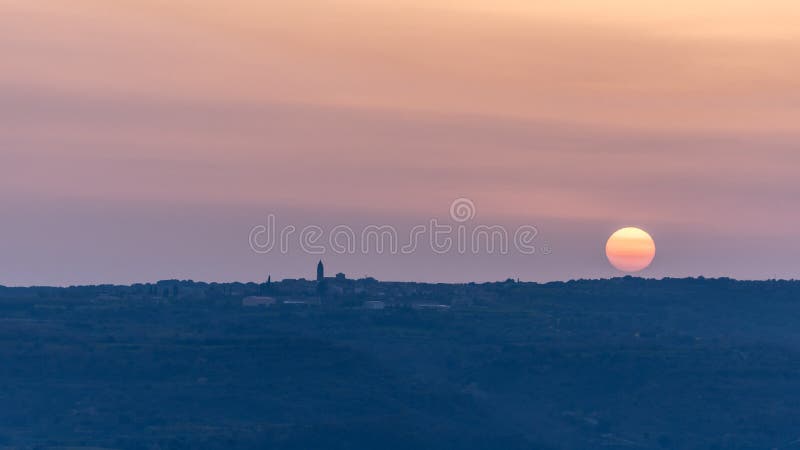 Sun Setting Over Hill stock photo. Image of nature, hills - 207992034