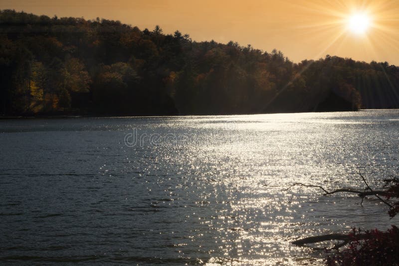 Sun Setting Over a Lake in North Carolina Stock Photo - Image of ...